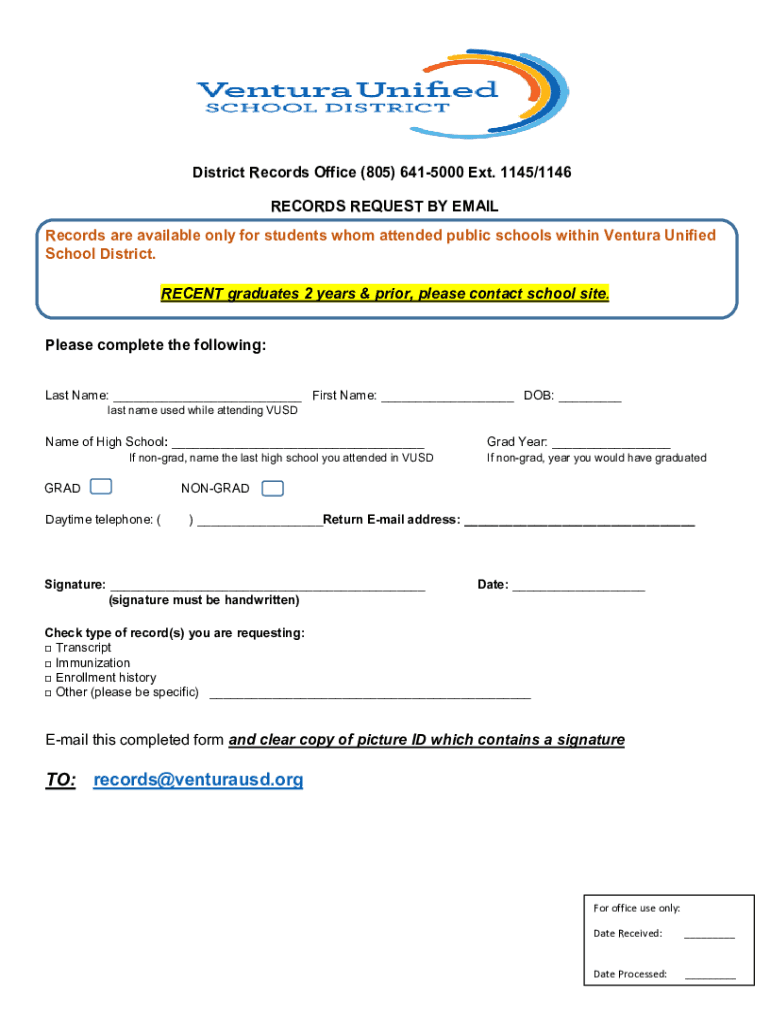 Fillable Online Records Request by email Fax Email Print - pdfFiller