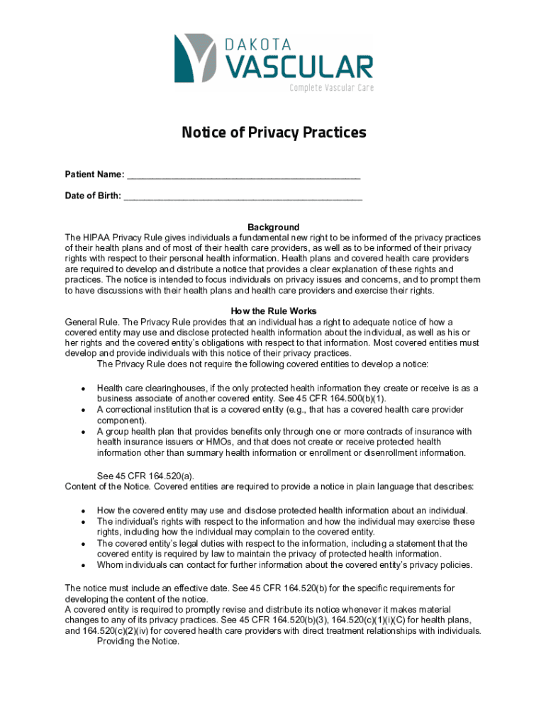 Fillable Online The HIPAA Privacy Rule gives individuals a fundamental ...