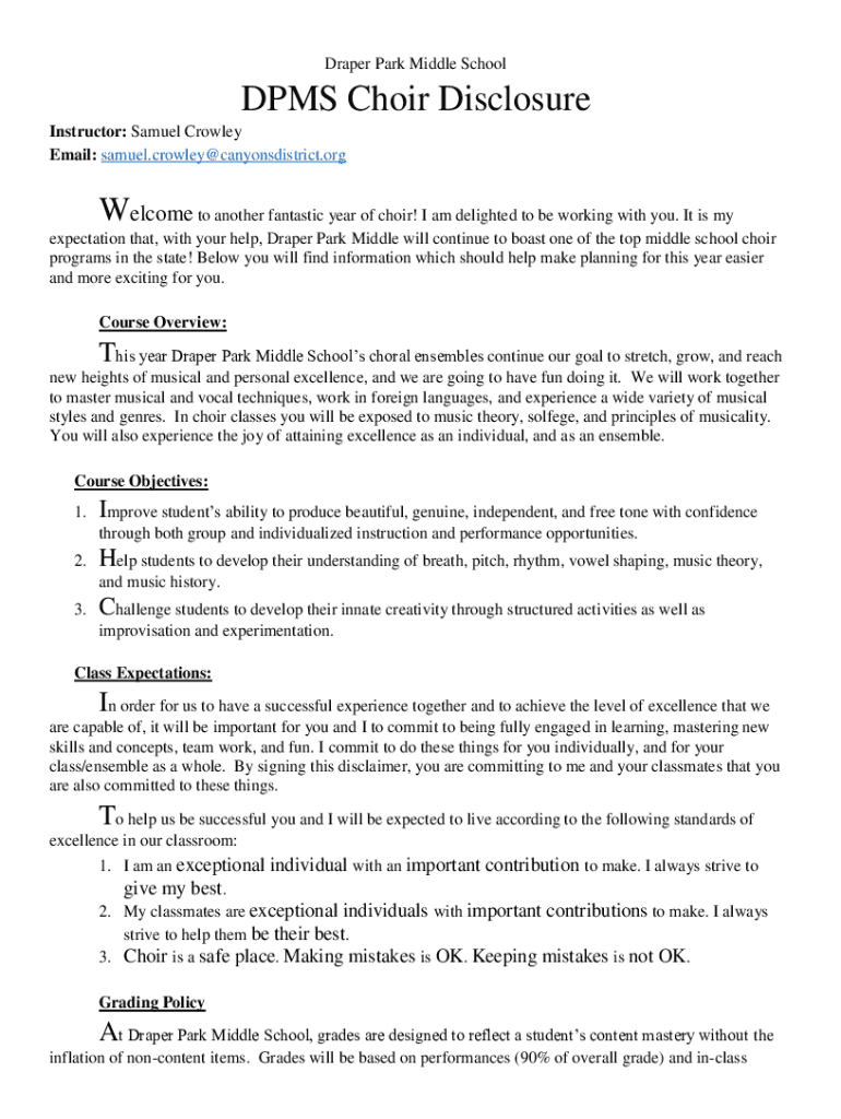 Fillable Online draperpark canyonsdistrict Draper Park Middle School ...