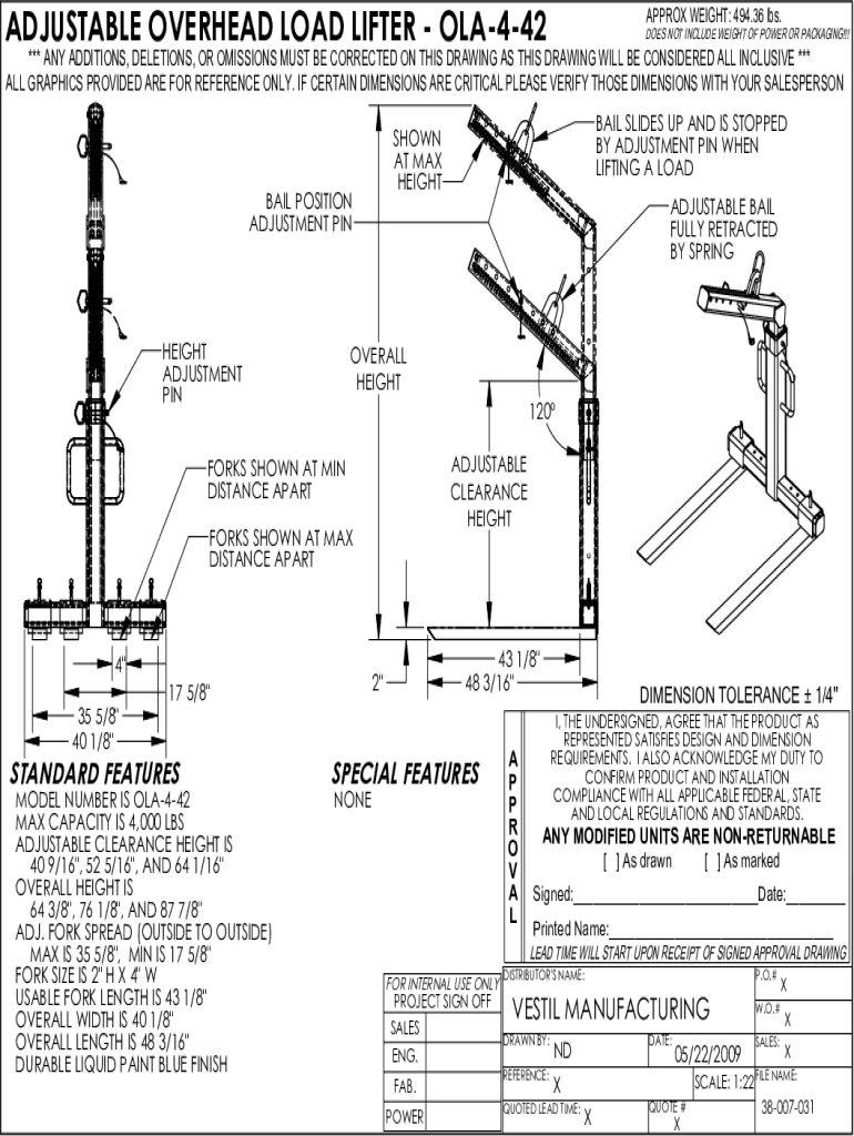 Fillable Online Overhead Load Lifters (OLA,OLF) - Product Family Page ...