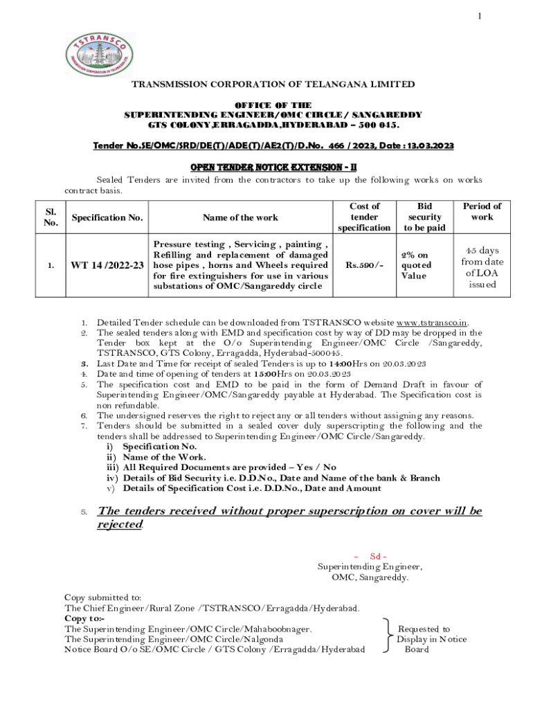 Fillable Online SUPERINTENDING ENGINEER/OMC CIRCLE/ SANGAREDDY Fax ...