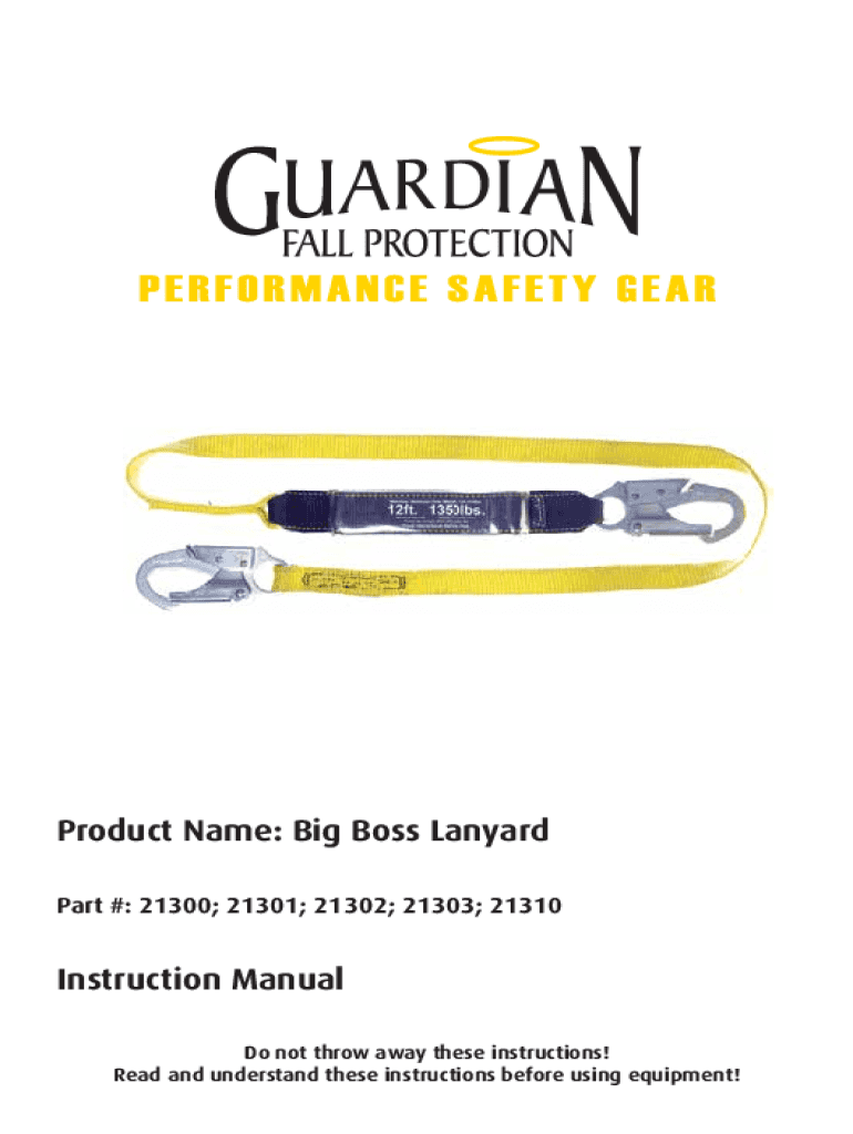 Completable En línea Guardian Big Boss Lanyard, 6 ft. Single Leg w Fax ...