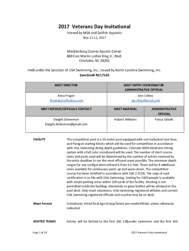 Fillable Online MSA SWIM: USA Swim Team in Charlotte NC Fax Email Print ...