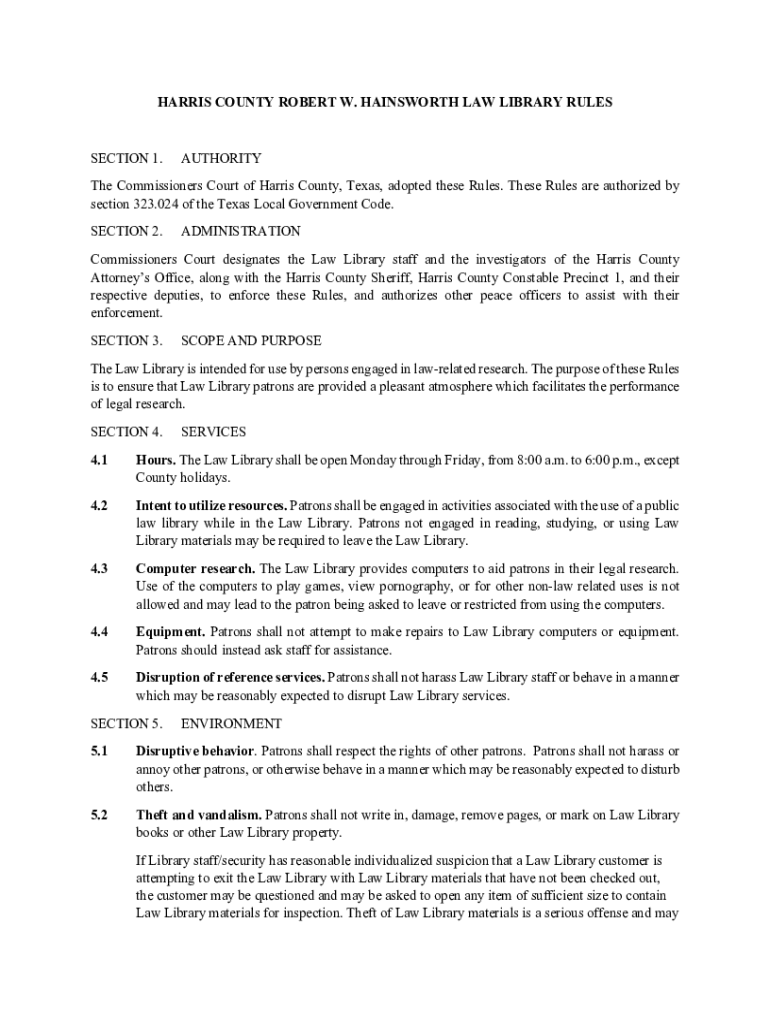 Fillable Online Harris County Law Library Renamed to Honor Civil Rights ...