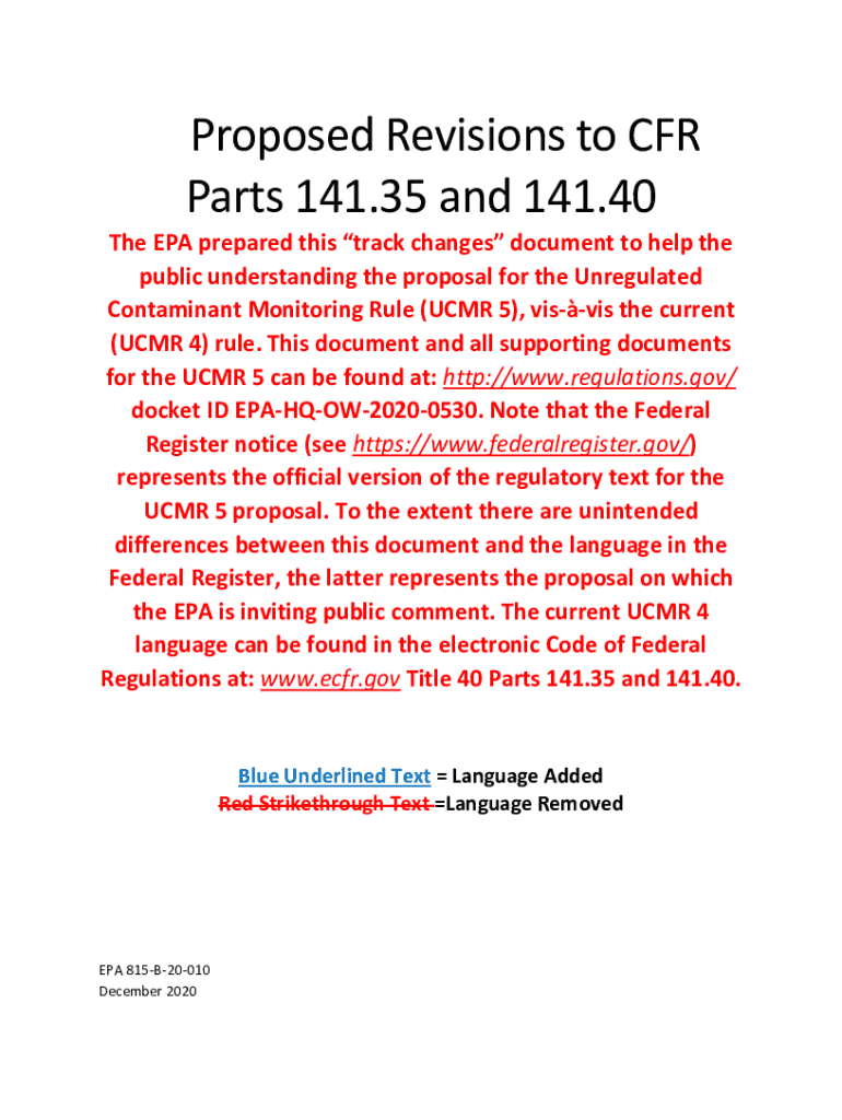 Fillable Online Proposed Revisions to CFR Parts 141.35 and 141.40. CFR ...