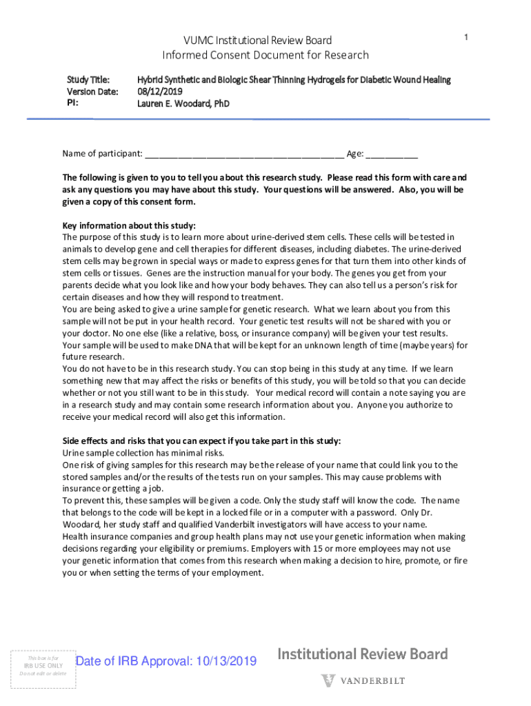 Fillable Online VUMC Institutional Review Board Informed Consent ... Fax Email Print - pdfFiller