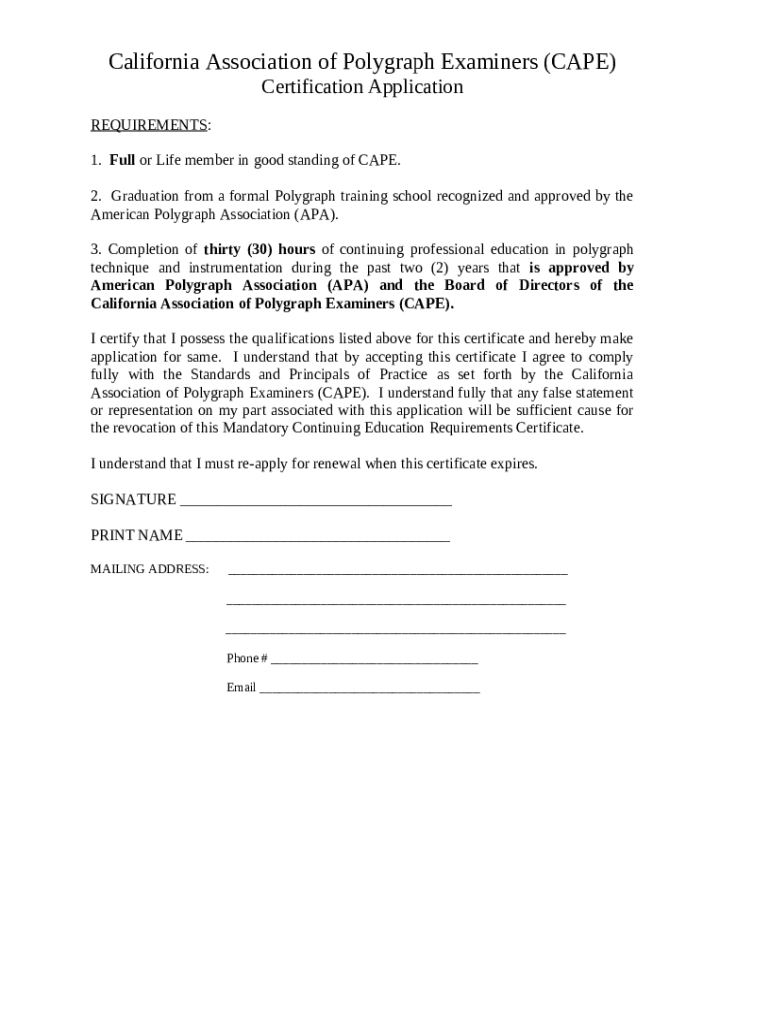 PCSOT Trained Polygraph Examiner Doc Template | pdfFiller