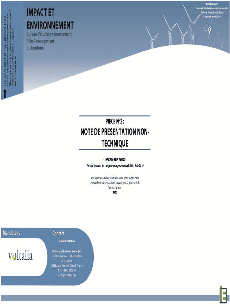 Remplissable En Ligne Projet de Parc olien des Groies Fax Email Imprimer - pdfFiller