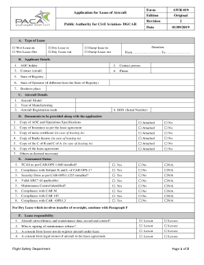 Fillable Online Page 1 of 2 Application for Lease of Aircraft Form AWR ...