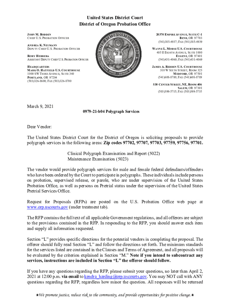 Fillable Online About US Probation Office, District of Oregon Fax Email ...