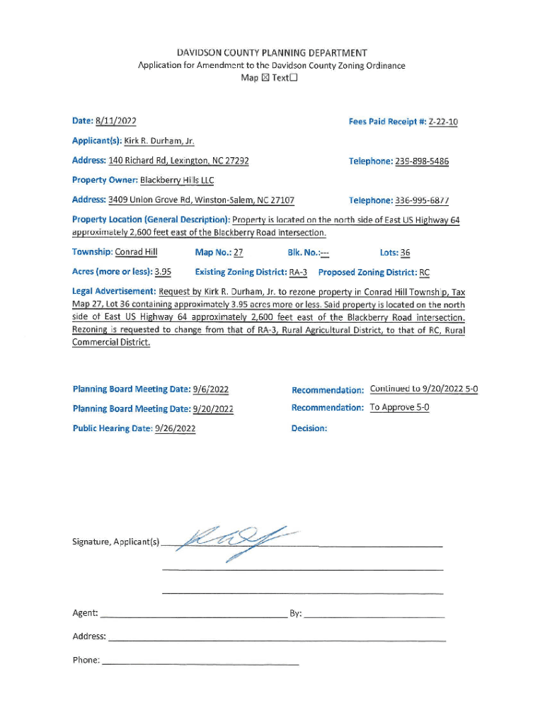 Fillable Online Application for Amendment to the Davidson County Zoning Ordinance Fax Email ...