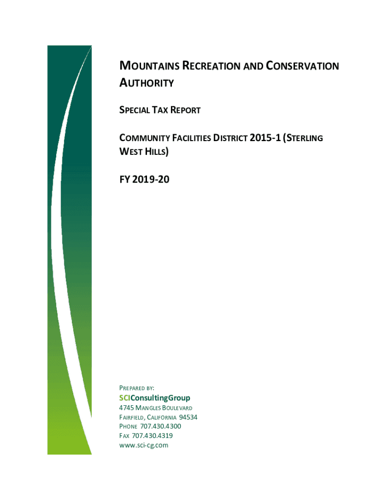 Fillable Online mrca ca SPECIAL TAX REPORT COMMUNITY FACILITIES ... Fax ...