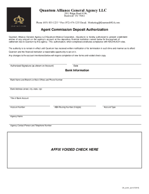 Fillable Online Direct Deposit of Commission Authorization Fax Email ...