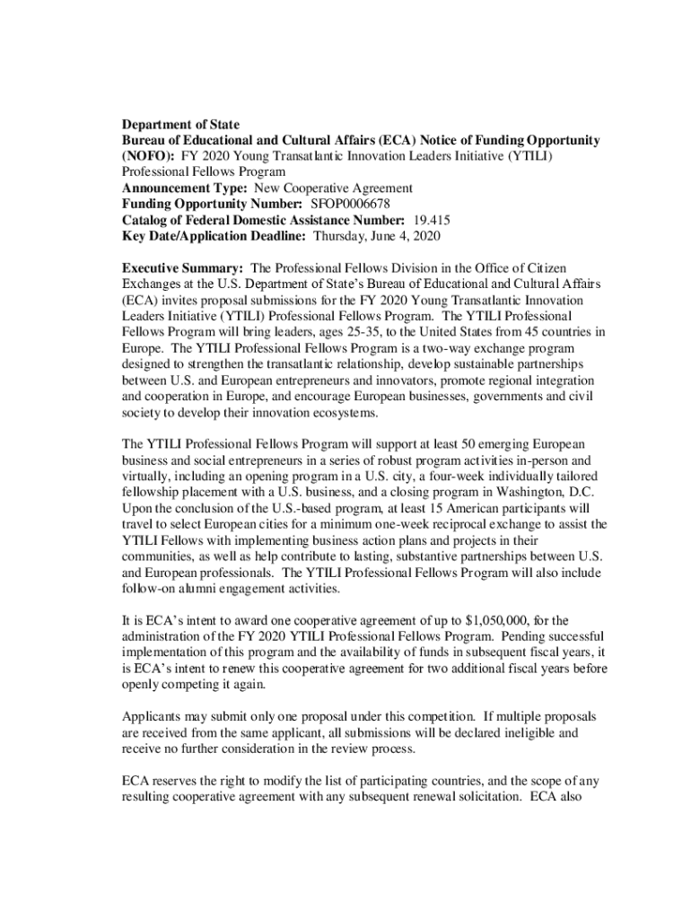 Fillable Online eca state Department of State Bureau of Educational and ...