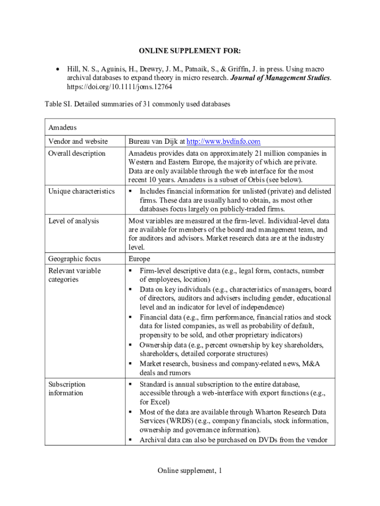 Fillable Online Using Macro Archival Databases to Expand Theory in ... Fax Email Print - pdfFiller