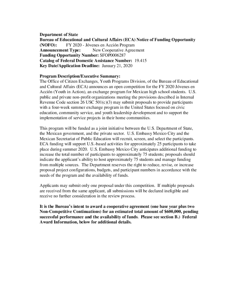 Fillable Online eca state U.S. Department of State, Bureau of ECA ...