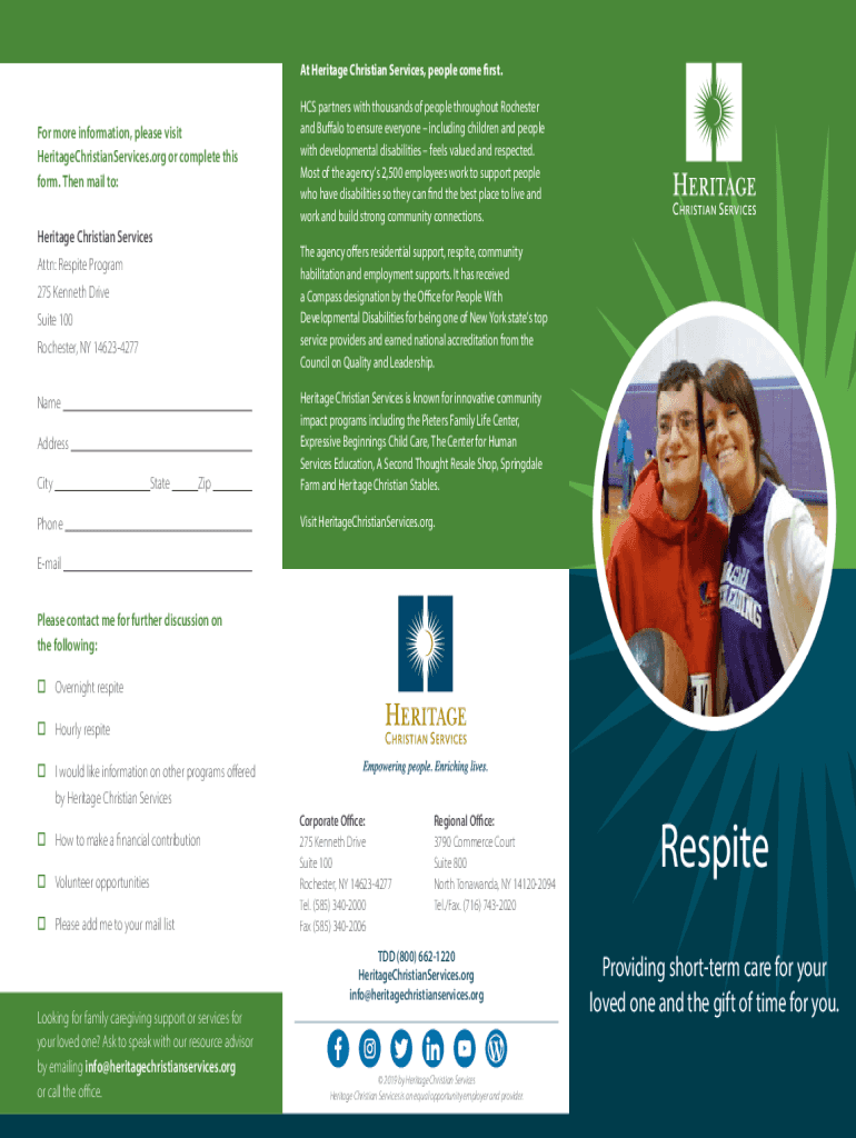 Fillable Online Respite - Rochester Fax Email Print - pdfFiller