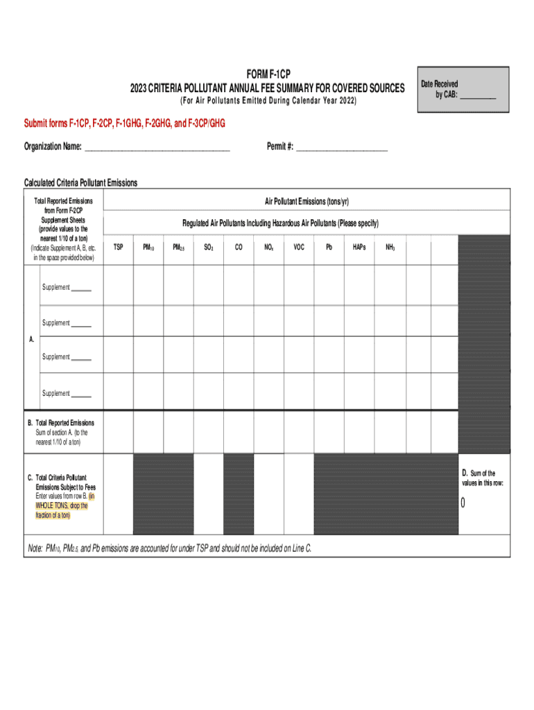 Fillable Online Annual Air Emissions and Inspection Fees Fax Email ...