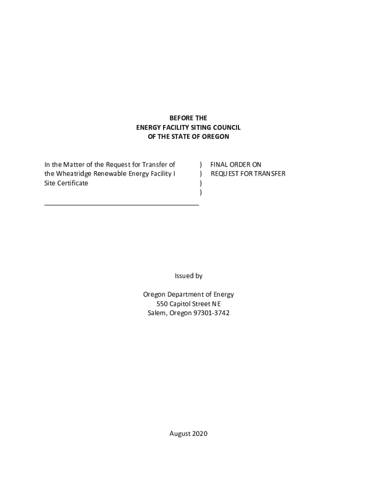 Fillable Online State of Oregon: Facilities - Facilities Under EFSC Fax ...