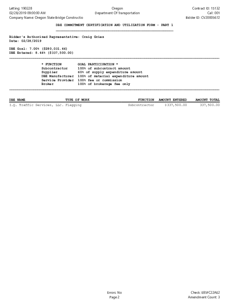 Fillable Online Oregon Department of Transportation : Letting Schedules ...