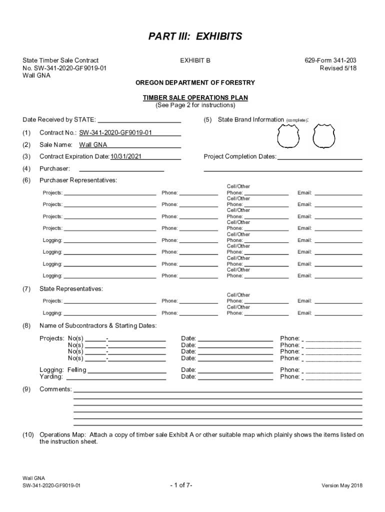 Fillable Online Wall GNA Timber Sale Contract No. SW-341-2020-GF9019 ...