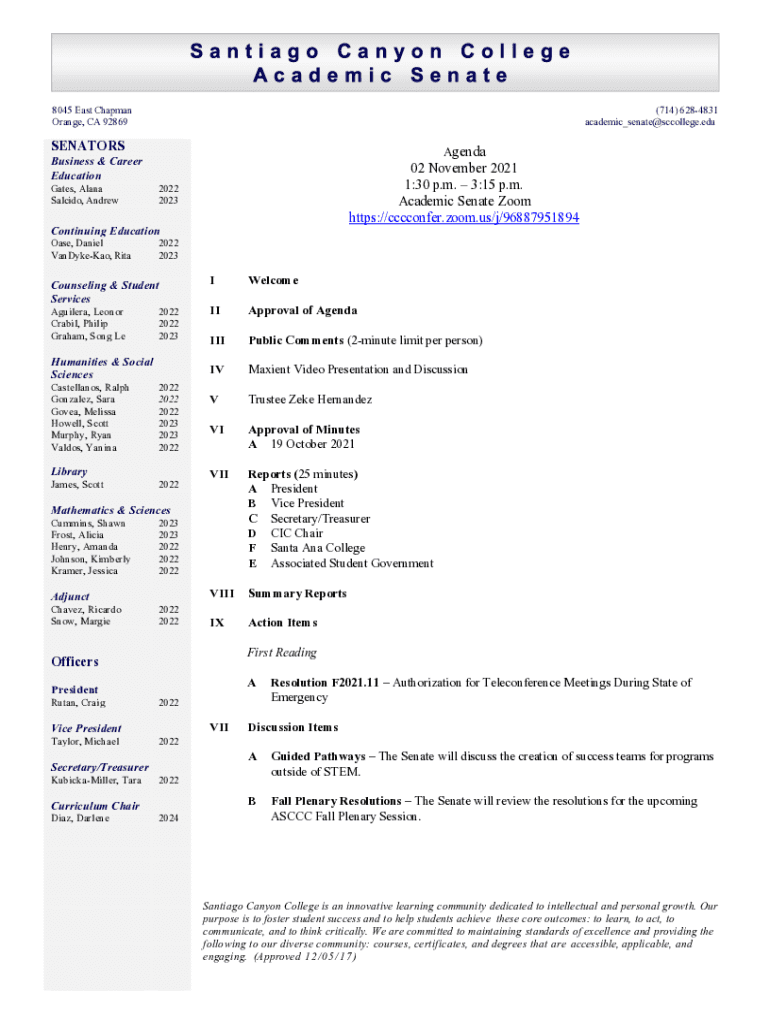 Fillable Online Santiago Canyon College, 8045 E Chapman Ave, Orange ... Fax Email Print - pdfFiller