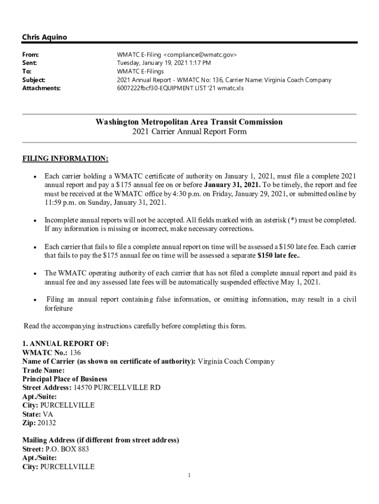 Fillable Online 2021 Carrier Annual Report Form Fax Email Print - pdfFiller