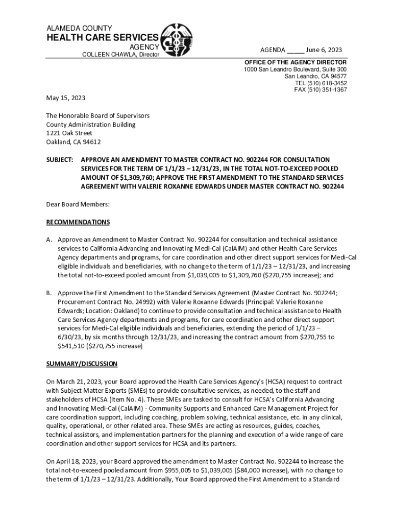 Fillable Online Colleen Chawla - Health Care Services Agency Director ...