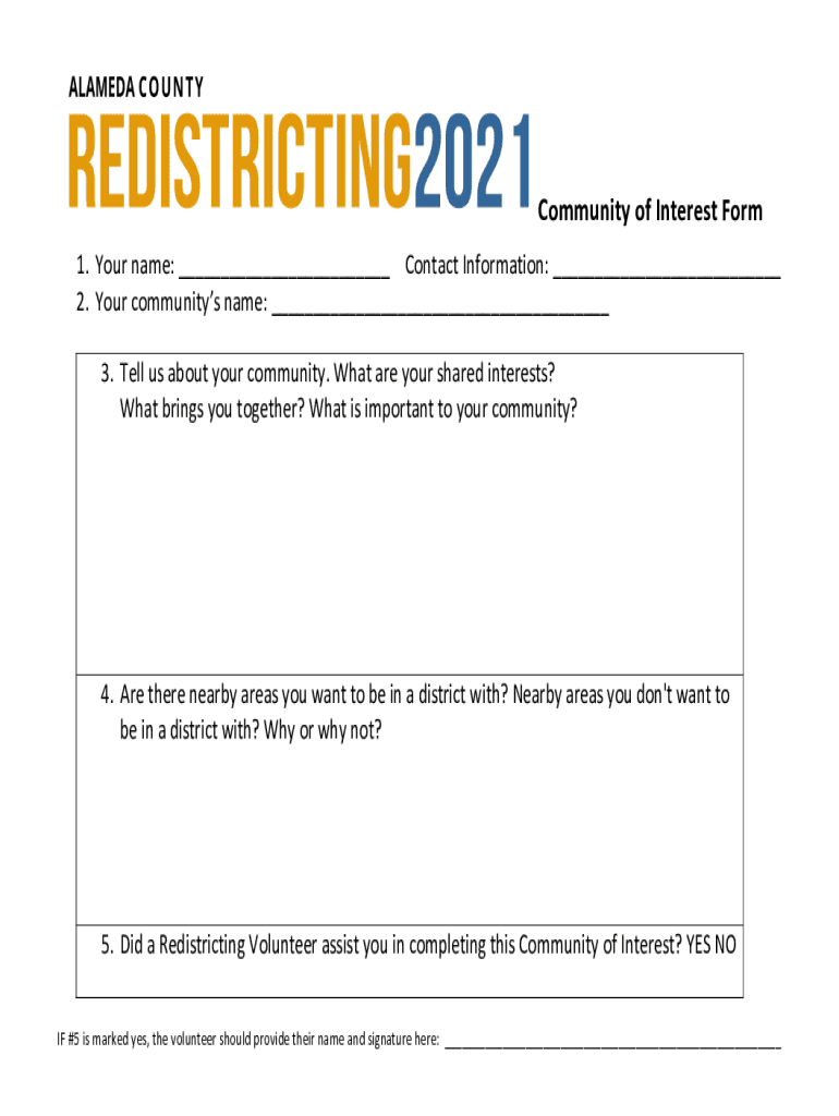 Fillable Online Community of Interest Form Fax Email Print - pdfFiller