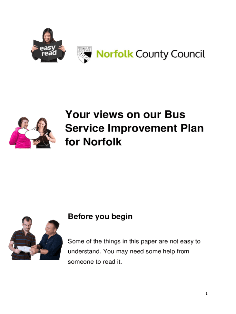 Fillable Online Your views on our Bus Service Improvement Plan for ...