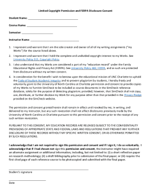 Fillable Online Limited Copyright Permission and FERPA Disclosure ...