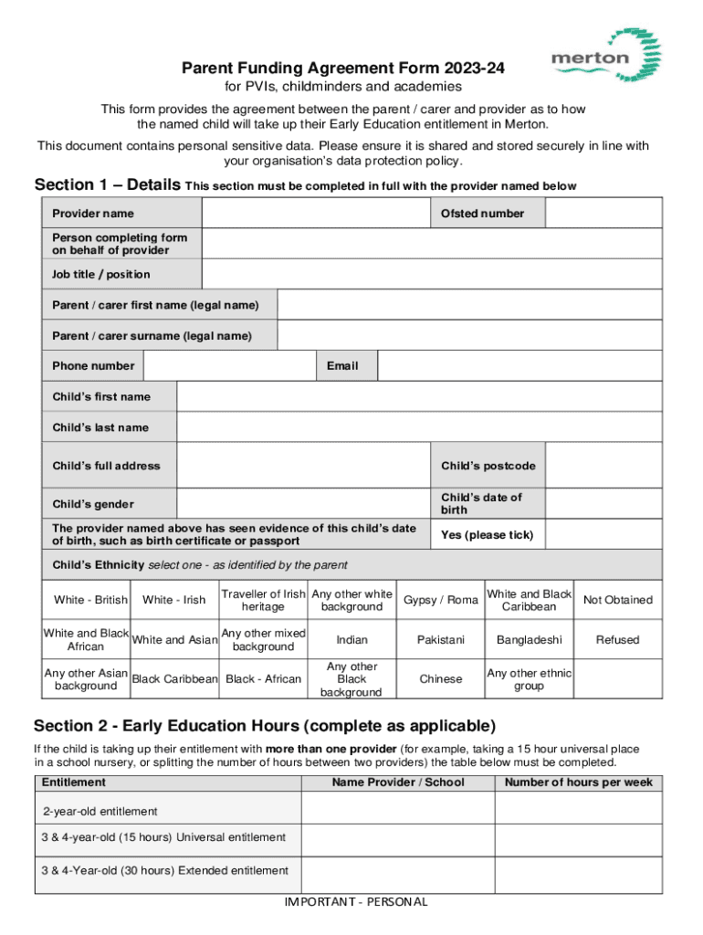 Fillable Online Early Education Funding - Provider Guidance Effective ... Fax Email Print ...