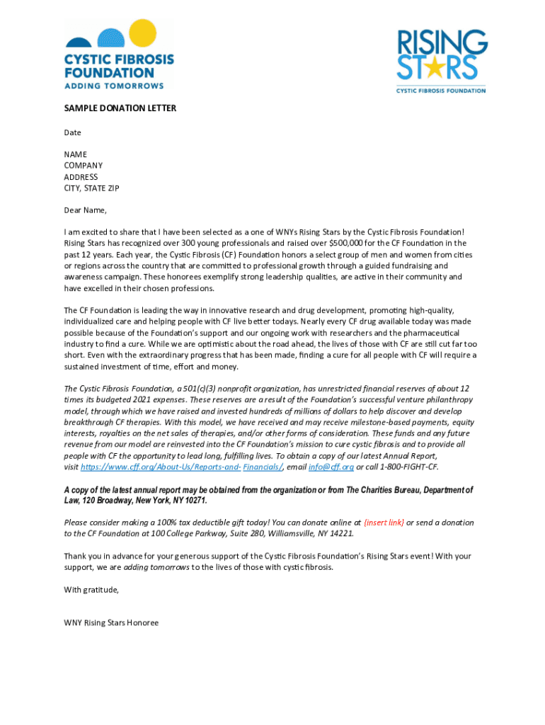 Fillable Online SAMPLE DONATION LETTER Fax Email Print - pdfFiller