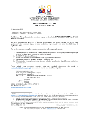 Fillable Online REQUEST FOR QUOTATION NPC WEBSITE REVAMP Fax Email ...