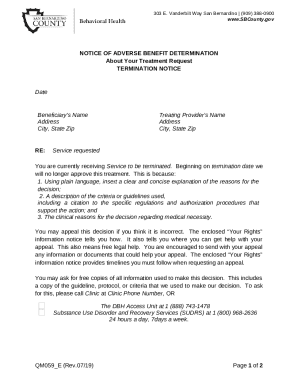 Notice of Adverse Benefit Determination (NOABD) Doc Template | pdfFiller