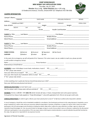 Fillable Online CAMPER'S APPLICATION FORM Fax Email Print - pdfFiller
