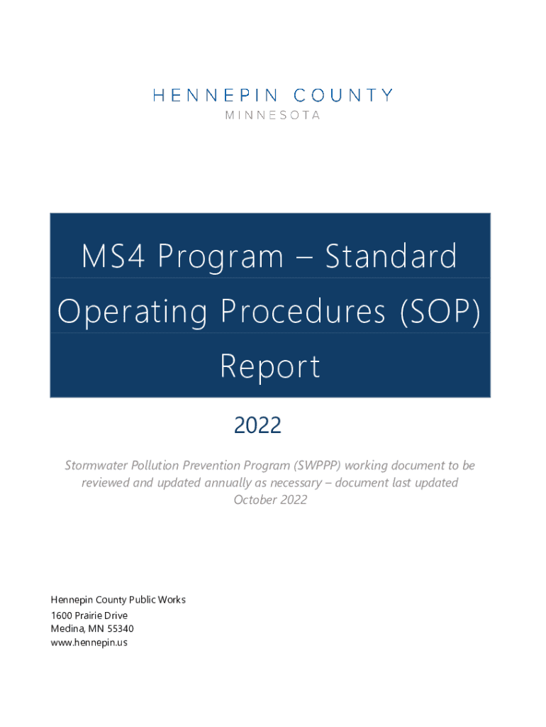 Fillable Online MS4 ProgramStandard Operating Procedures (SOP) Report ...