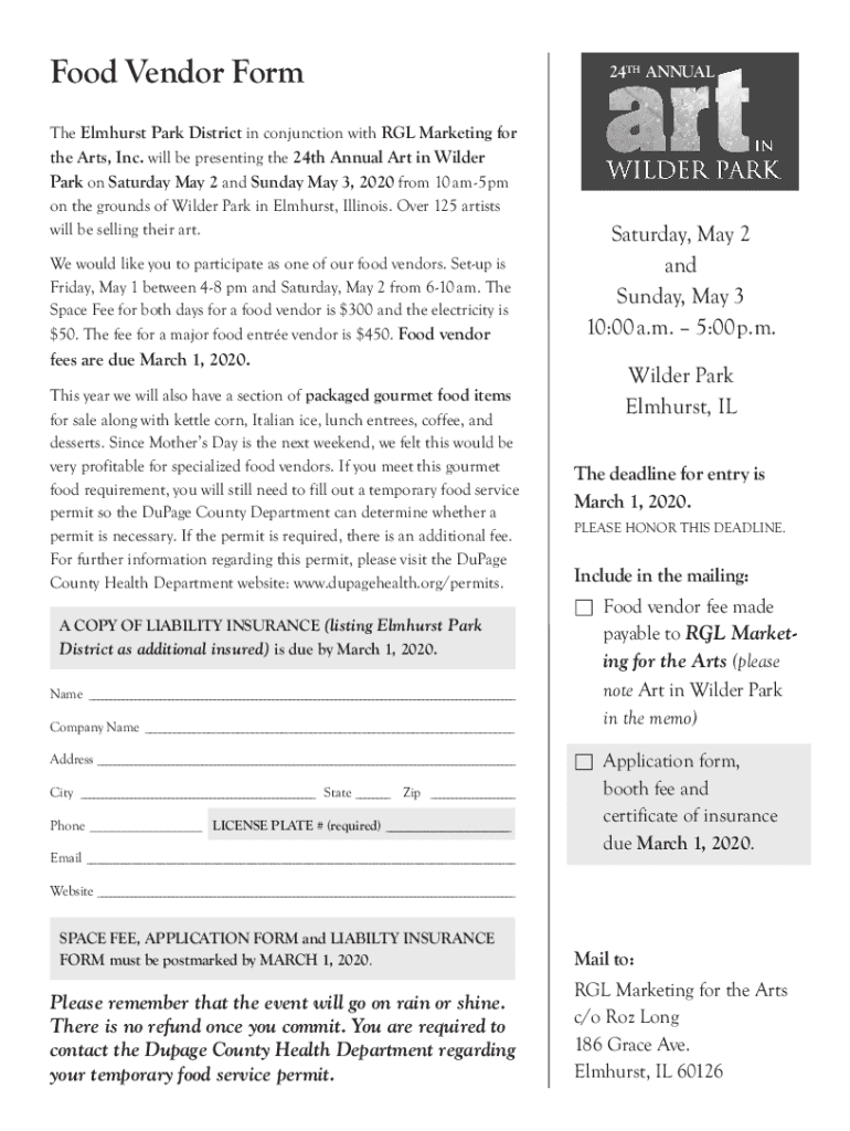 Fillable Online Food Vendor Form - Elmhurst Fax Email Print - pdfFiller
