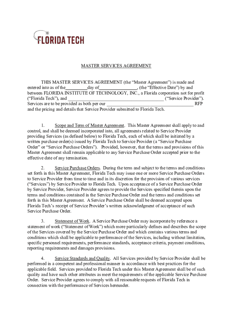 Fillable Online Master Service and Confidentiality Agreement Fax Email ...