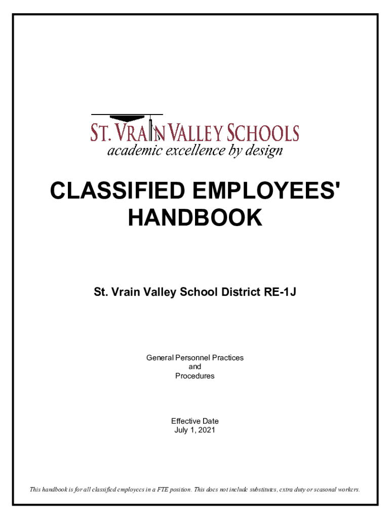 Fillable Online CLASSIFIED EMPLOYEES' HANDBOOK Fax Email Print - pdfFiller