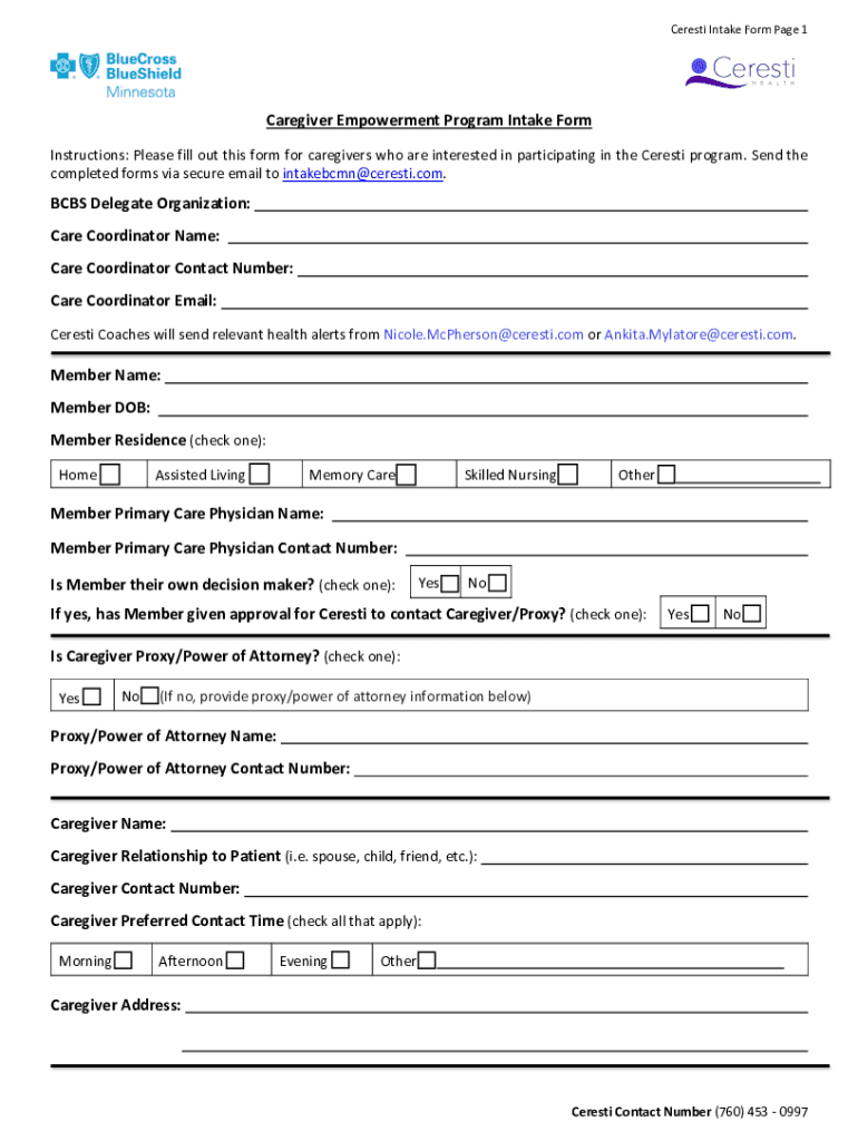 Fillable Online Intake Form For Day Care Service With Answer Fax Email ...