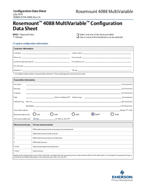 Fillable Online configuration-data-sheet-rosemount-4088-multivariable ...