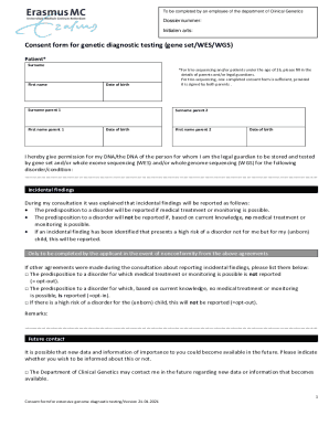 Fillable Online Consent form for genetic diagnostic testing (gene set ...