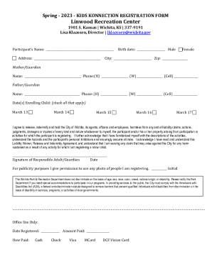 Fillable Online Linwood Recreation Center Fax Email Print - pdfFiller