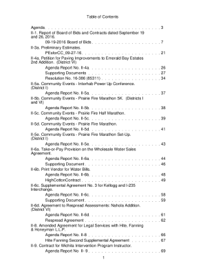 Fillable Online Table of Contents Agenda 3 II-1. Report of Board of Bids ... Fax Email Print ...