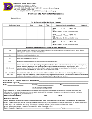 Fillable Online Permission to Administer Medications Fax Email Print - pdfFiller