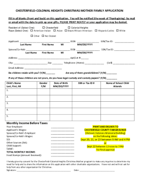 Fillable Online Chesterfield-Colonial Heights Christmas Mother Fax ...