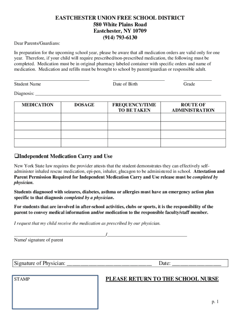 Fillable Online MEDICATION form rev 10 12 18.pdf Fax Email Print ...
