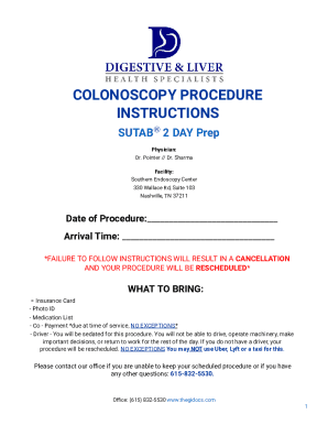 Fillable Online SUTAB Bowel Prep Instructions Fax Email Print - pdfFiller