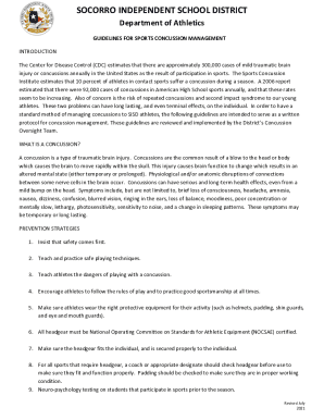 Fillable Online GUIDELINES FOR SPORTS CONCUSSION MANAGEMENT Fax Email ...